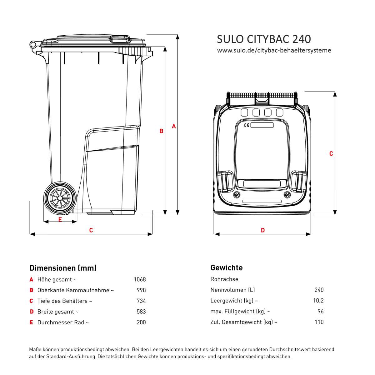 SULO® MGB 240 2-Rad-Behältersystem Mülltonne | Günstig Online Kaufen