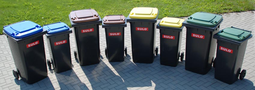 Original graue SULO Mülltonne mit farbigem Deckel Größe 60 80 120 und ...