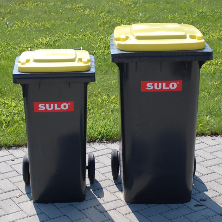 Original graue SULO Mülltonne mit farbigem Deckel Größe 60 80 120 und ...