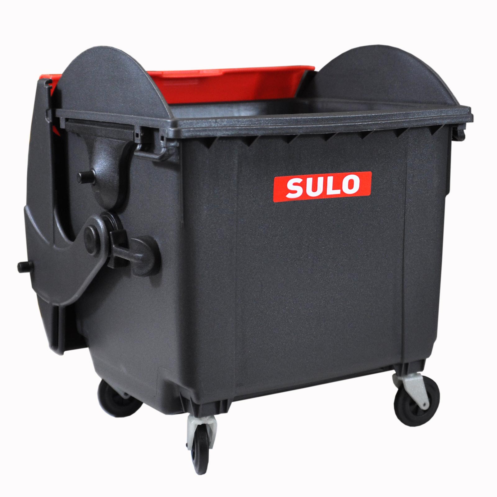 2 Mini-Müllcontainer grau Deckel rot Tisch-Mülltonne Spielzeugcontainer ...